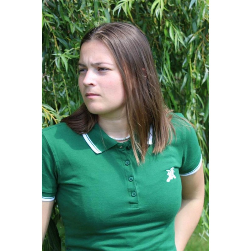 Polo mangas cortas mujer le pairon bécassier logo blanco - verde