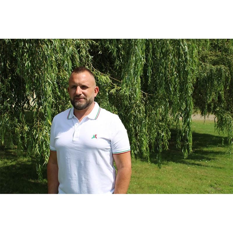 Polo mangas curtas homem le pairon bécassier logo verde/vermelho - branco