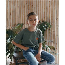 Tee shirt manches courtes junior le pairon bécassier logo orange - kaki
